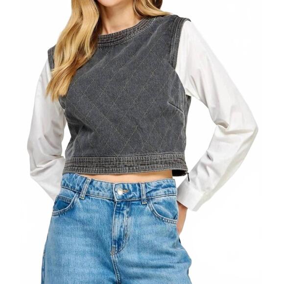 Strut & Bolt | Tops | New Strut Bolt Quilted Top In Denim Offwhite ...